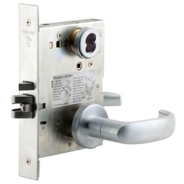 Schlage® L Series Passage Mortise Lock, Keyless, 17 Lever, Satin Chrome ...