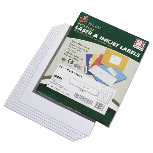 SKILCRAFT Laser Labels, Label Printers, 1.33 X 4, White, 14/Sheet, 100 ...