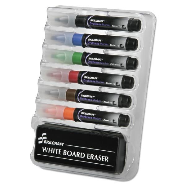 Skilcraft Dry Erase Starter Kit, Broad Chisel Tip, Assorted Colors ...