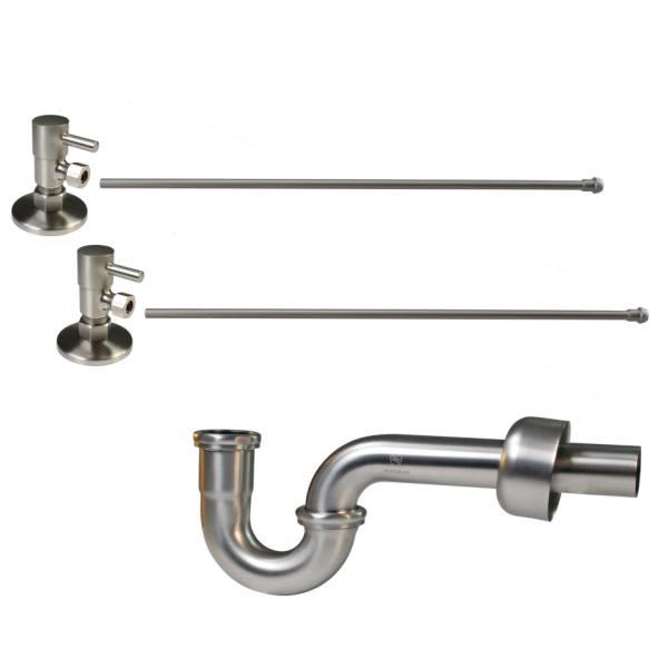 Westbrass Brass P-trap 1/4-turn Lavatory Kit Valves And Risers ...