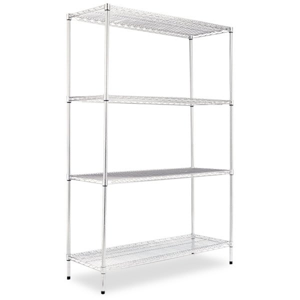 Safco 4-Shelf Industrial Wire Shelving, 48"w X 24"d X 72"h, Metallic ...