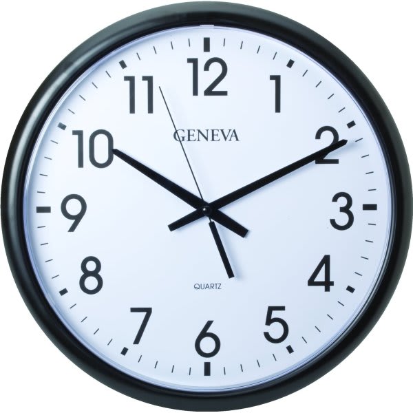Geneva Clock Round Plastic Wall Clock 10 Inch, Silver, White Face ...