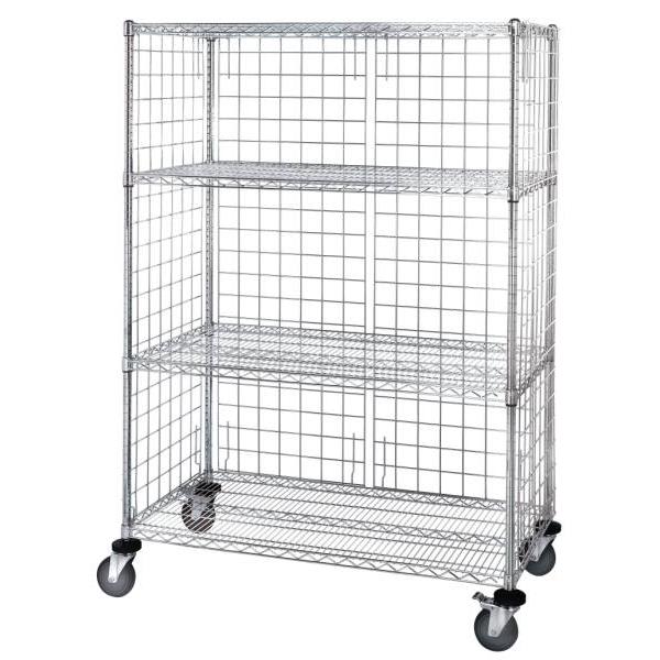 Quantum Storage Systems® Wire 4-Shelf Cart With Enclosure Panels 24w X ...