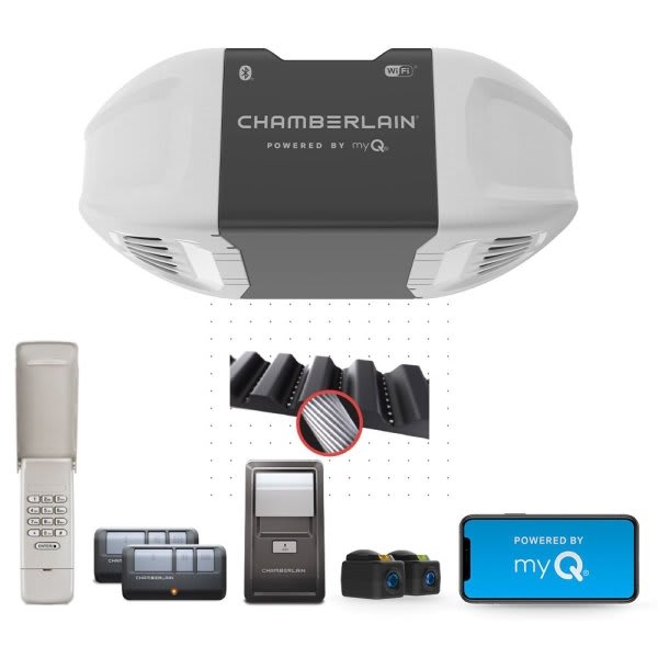 Chamberlain Smart Garage Opener with Battery Backup, DC Chain Drive ...