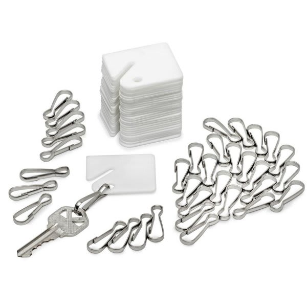 Prime Line Plastic Key Tag W/ Steel Hooks (White) (100-Pack) | HD Supply