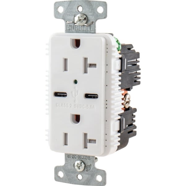Hubbell® 20 Amp 125 Volt Commercial Self-Grounding Duplex Standard ...