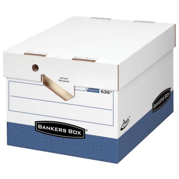 Bankers Box® Stor/File White/Blue 65% Recycled Storage Box, Package Of ...