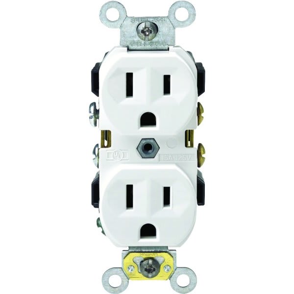 Leviton 15 Amp Residential Grade Grounding Duplex Outlet, White | HD Supply