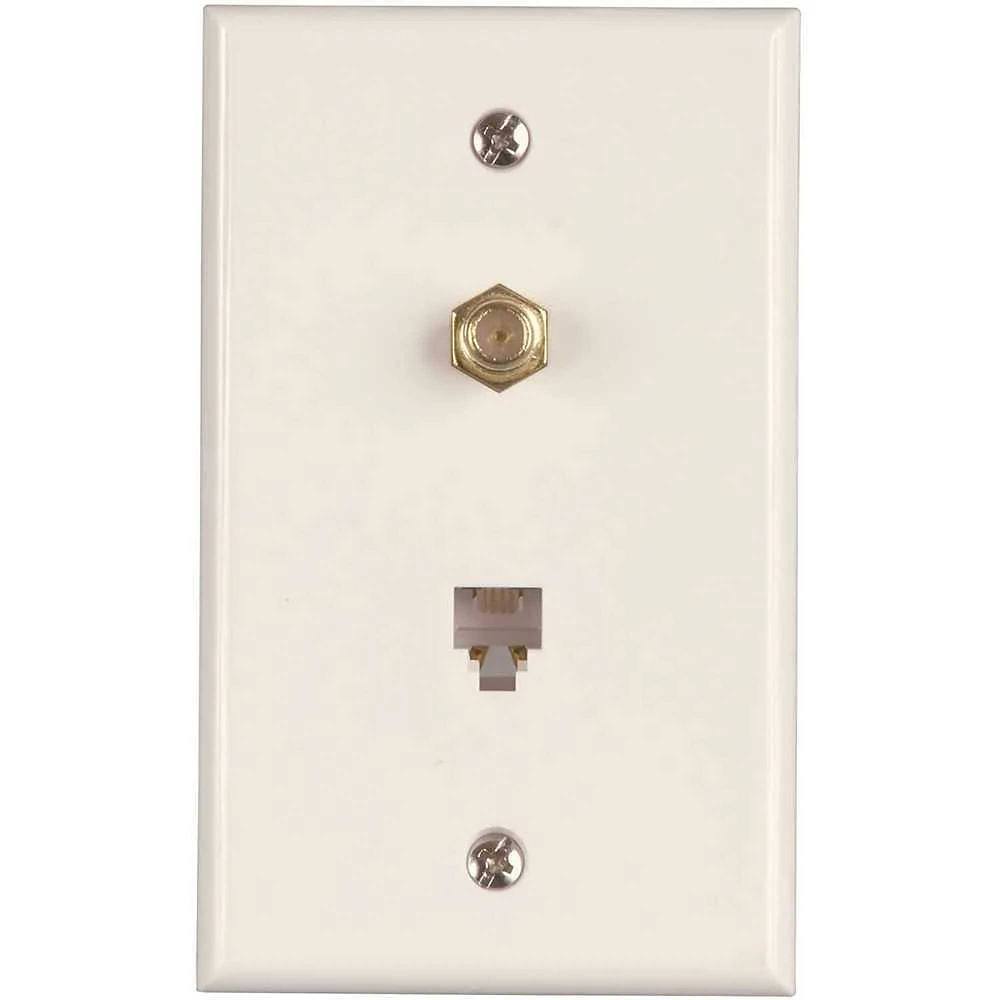 Westek 1-Gang Duplex Catv F-Type Connector W/wall Plate Plastic Package ...