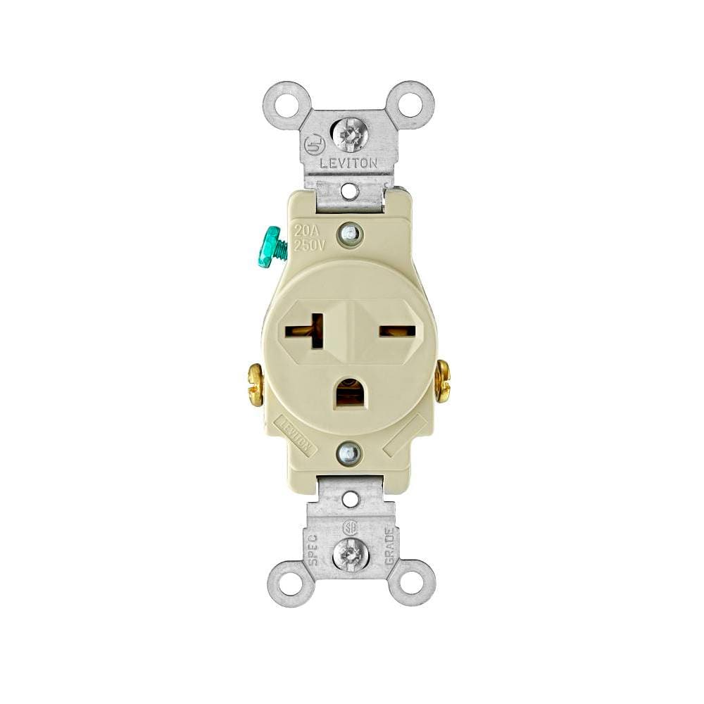 Leviton 20A 250V Nema 6-20R 2-Pole Commercial Grade Straight Blade ...