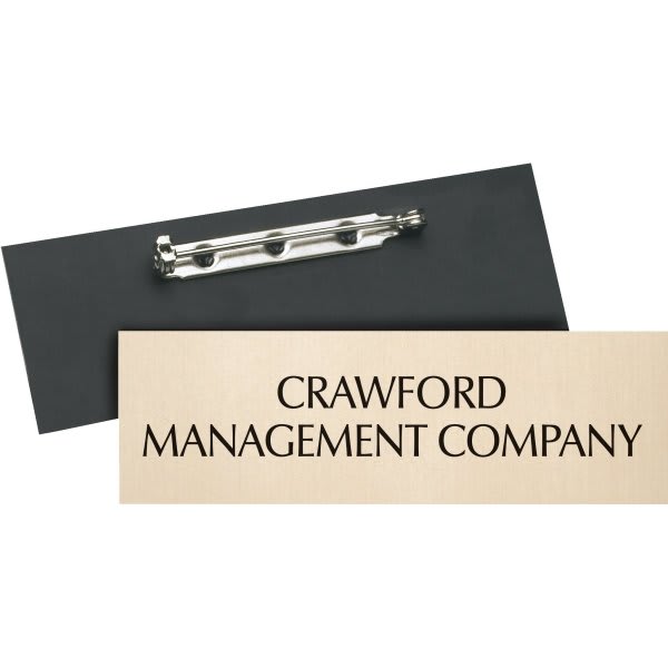 Custom Engraved Metal Name Tag with Pin Back, Brass, 2-1/2 x 1-3/8 | HD ...