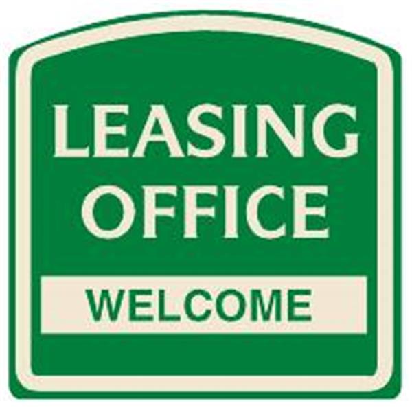 Leasing Office Designer Sign with Left Arrow, Ivory on Burgundy 16 x 16 ...