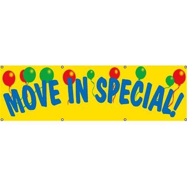 Horizontal Move In Special Banner, Red with Balloons, 10' x 3' | HD Supply