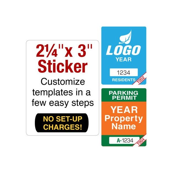 Custom 2-Color Parking Permit With Static Cling, 3"x2", Package Of 100 ...