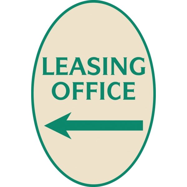 Leasing Office Designer Sign with Left Arrow, Ivory on Burgundy 16 x 16 ...