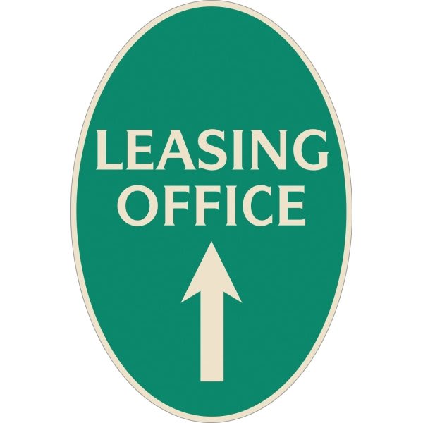 Leasing Office Designer Sign with Right Arrow, Ivory on Burgundy 16 x ...