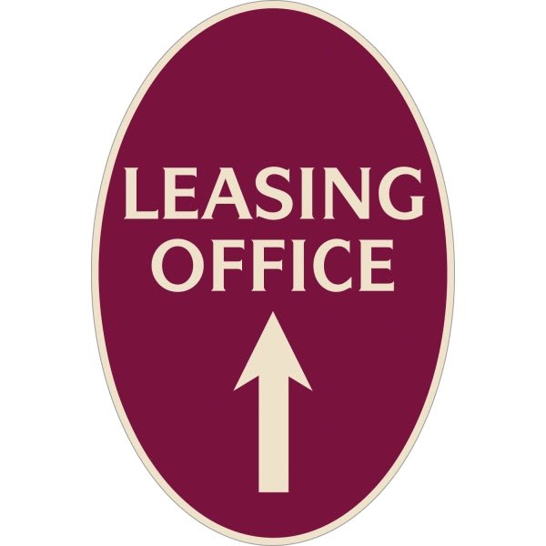 Leasing Office/Welcome Arched Designer Sign, Ivory on Burgundy, 16 x 16 ...