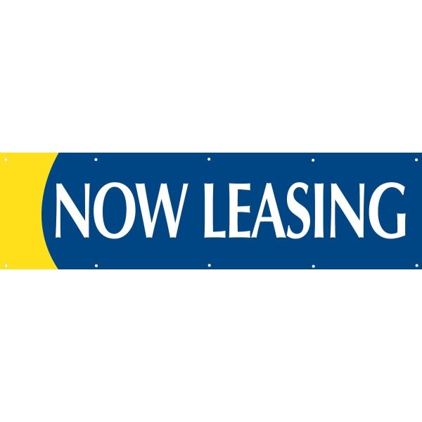 Now Leasing Lawn Banner Kit, Blue And Yellow, 15 X 32 | HD Supply