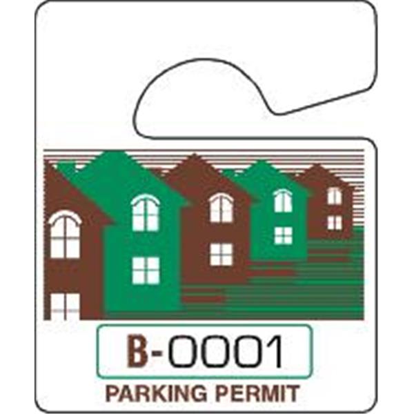 Parking Permit, Green Banner Style Front Adhesive, 2-1/2"x2", Package ...