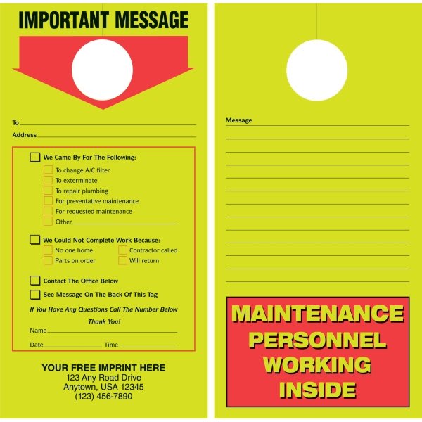 Maintenance Door Tags | HD Supply