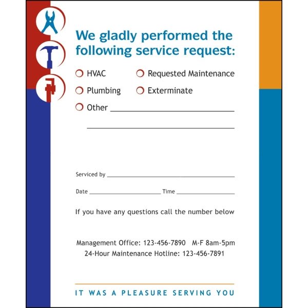 3-Part Maintenance Request Forms, Stock Design, Package of 100 | HD Supply