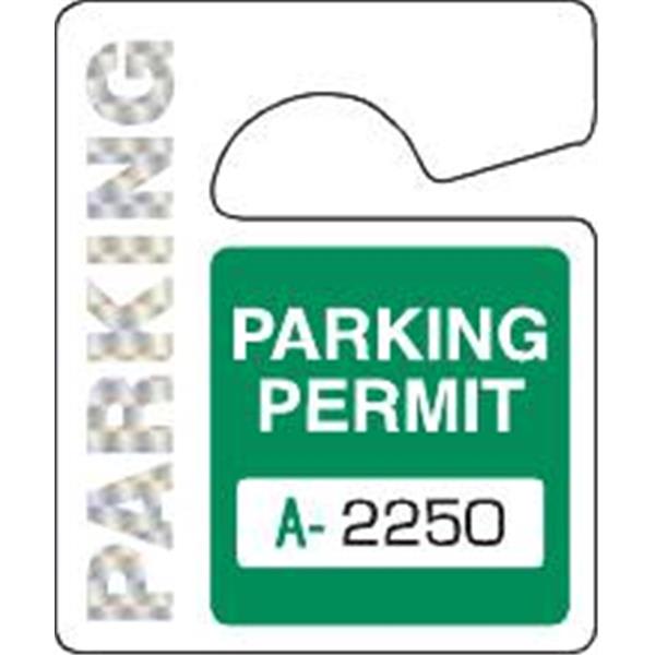 Non-Reflective Plastic Parking Permit Tag, Green Square, Small, Package ...