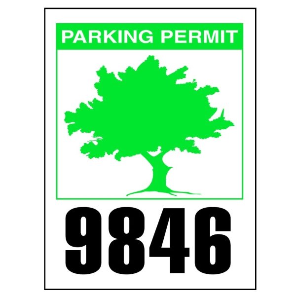 Parking Permit Static Cling Sticker, Green Tree, 2-1/4 Diameter ...