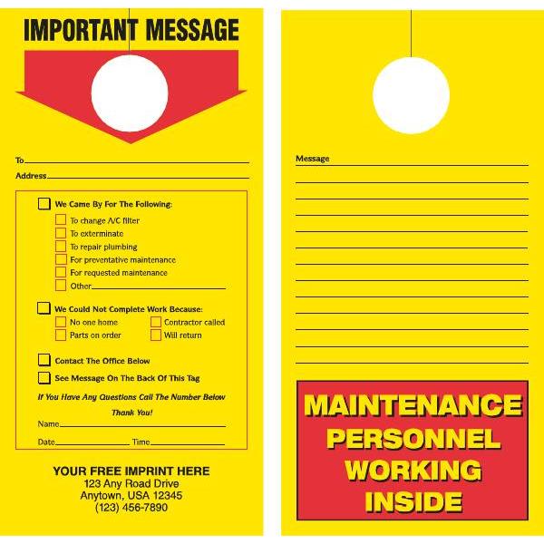 Maintenance Door Tags | HD Supply