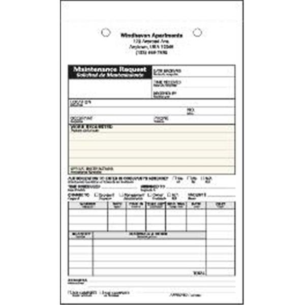 Personalized 2-Part Maintenance Request Book, 3 To A Page | HD Supply