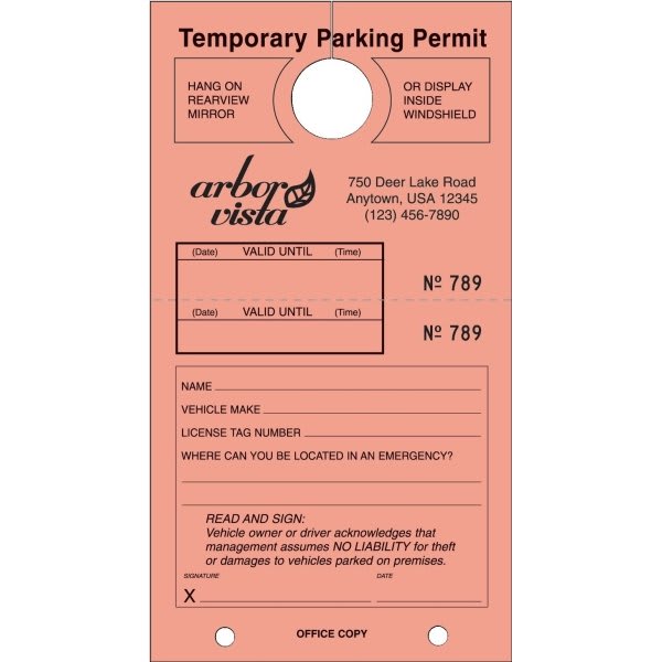 Temporary Parking Pass, Green, 3-1/2 x 5-1/2, Package of 100 | HD Supply
