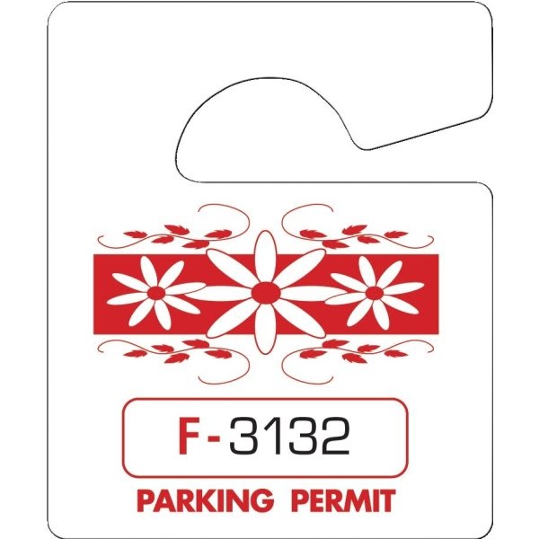 Non-Reflective Plastic Parking Permit Tags, Red Square, Small, Package ...