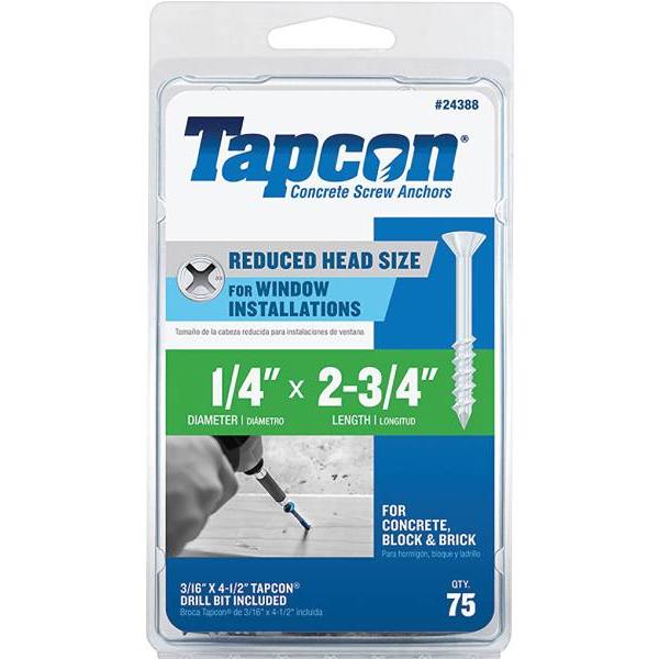 Tapcon 3/16 In X 1-3/4 In Star Flat-Head Concrete Anchors Package Of 75 | HD Supply