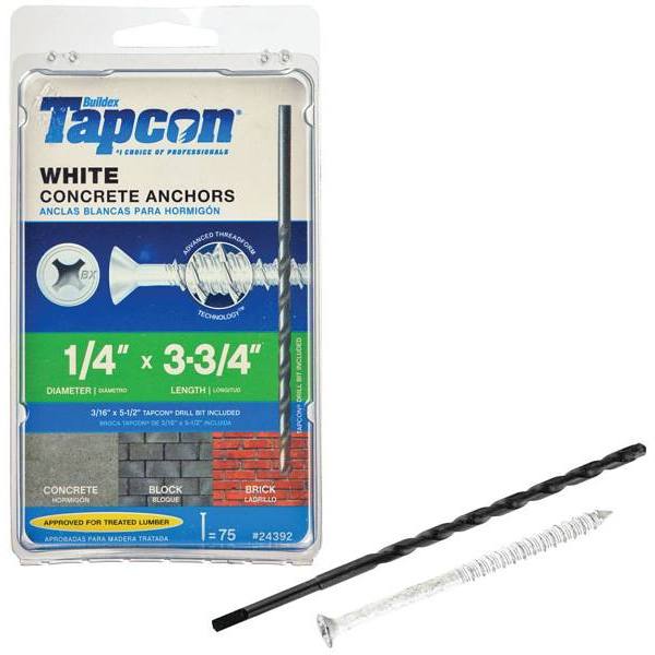 Tapcon 3/16 In X 1-3/4 In Hex-Washer-Head Concrete Anchors Package Of ...