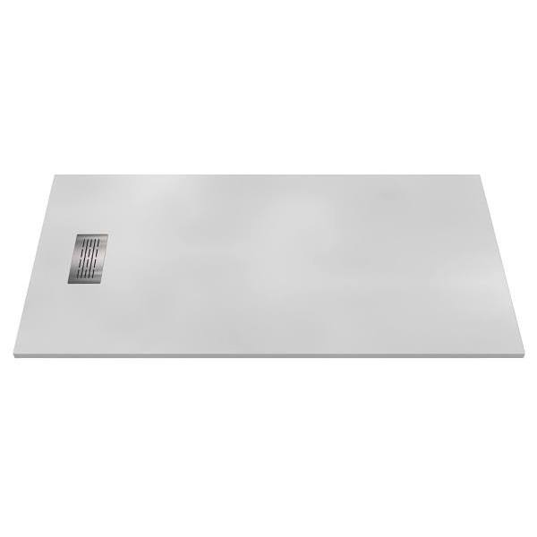 Castico 60" L X 42" W X 1.125" H Composite Stone Shower Pan Drain ...