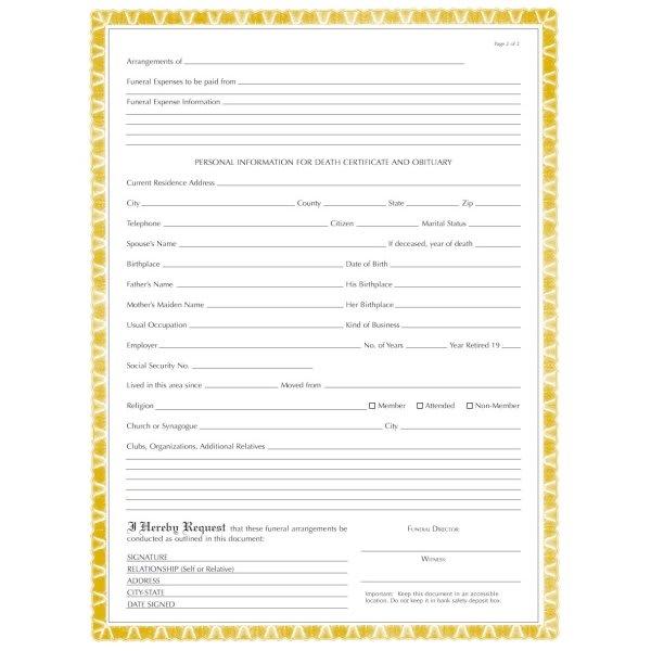 Funeral Forms & Stationery | HD Supply