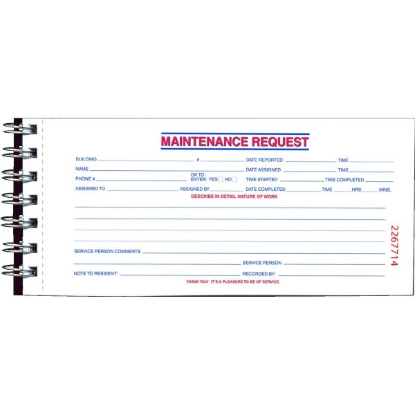 3-Part Maintenance Request Forms, Stock Design, Package of 100 | HD Supply