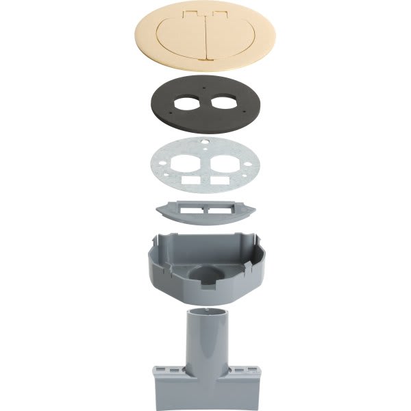 Hubbell Round Duplex Floor Box Cover w/ Lift Lids (Brass) | HD Supply