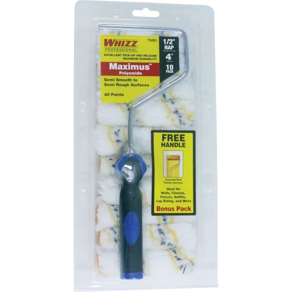 Whizz 25009 4" Xtrasorb Microfiber 3/8" Nap Mini Roller, Package Of 10 ...