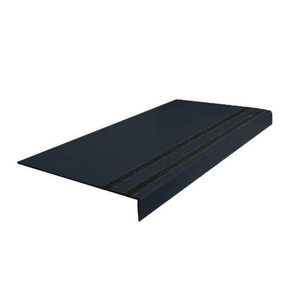 Roppe 12 X 3.5 Ft Black Ld Ribbed Vinyl Square Nose Stair Tread | HD Supply