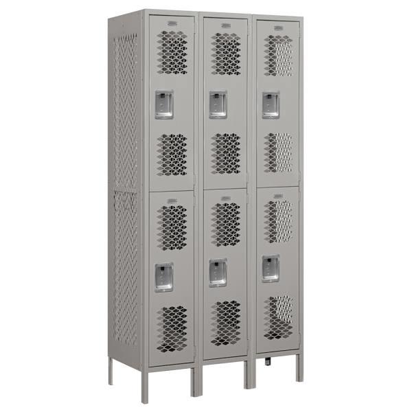 Salsbury Industries® Gray- Double Tier Standard Metal Locker 6 Feet X ...