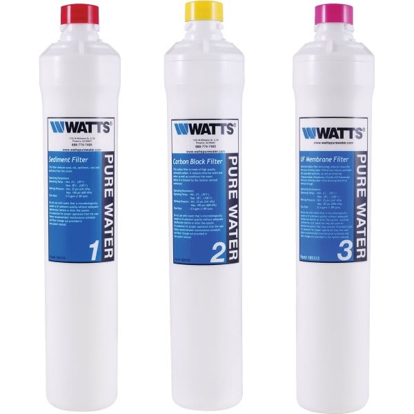 Watts® Three-Piece Semi-Annual Water Filter Pack, 10" Carbon Block ...