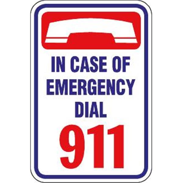 "Emergency 911" Phone Graphic Pool Safety Sign, Non-Reflective, 18 x 24 ...