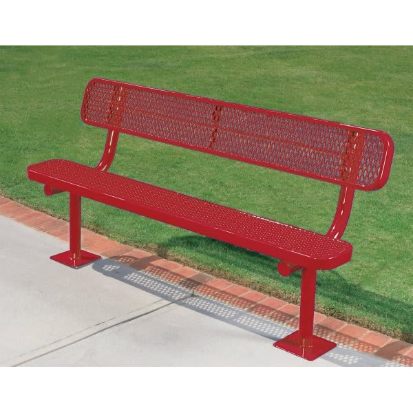 Ultrasite® 8' Park Picnic Bench, Thermoplastic Coated Steel, Red | HD ...