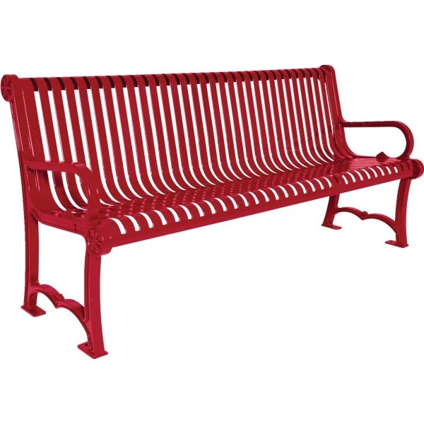 Ultrasite® 8' Park Picnic Bench, Thermoplastic Coated Steel, Red | HD ...