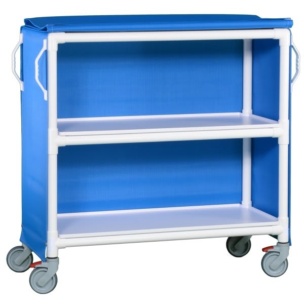 MJM 3 Shelf Linen Cart With Royal Blue Mesh Cover 20 x 45" Shelf Size ...