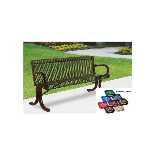 Ultrasite® 6' Park Bench, Surface Mount, Thermoplastic Coated Steel ...