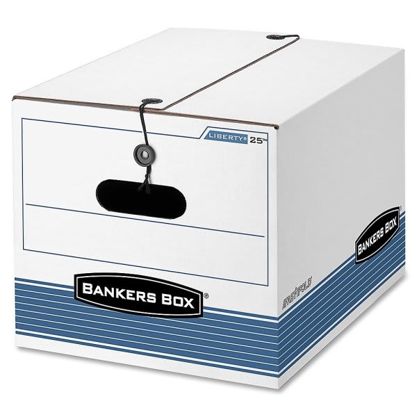 Bankers Box® Stor/File White/Blue Lift-Off Lid Storage Box, Package Of ...
