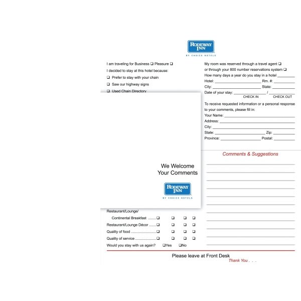 Comfort® Guest Experience Comment Card, Case Of 50 | HD Supply