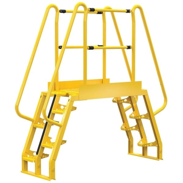 Vestil Yellow Steel 5-Step Tall Crossover Ladder 24" | HD Supply