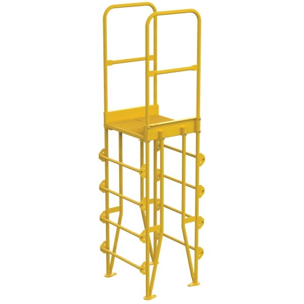 Vestil Yellow Steel 5-Step Tall Crossover Ladder 48" | HD Supply